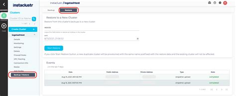 Cluster Indices Restore Opensearch Instaclustr