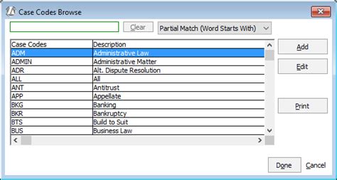 Overview Of Case Codes