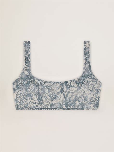 Vintage Blue Bikini Top With Contrasting White Print Golden Goose