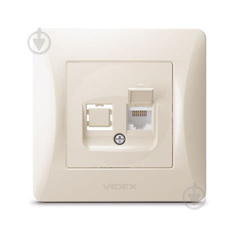 ᐉ Розетка компьютерная Videx Binera Cat6 Ip20 кремовый Vf Bnsk1pc6 Cr • Купить в Киеве Украине