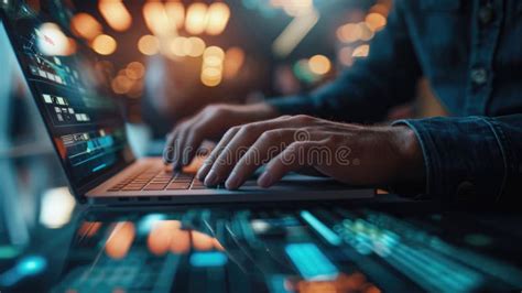 Close Up Of A Person S Hands Typing On A Laptop Keyboard With The