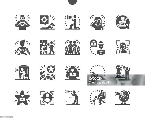 파파라치 유명 인사 촬영 인터뷰 및 사진 작가 기자 사람들 카메라 사진 기자 미디어 벡터 솔리드 아이콘입니다 간단한 그림 몰래