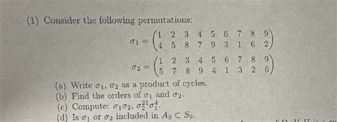 Solved Consider The Following Permutations Chegg