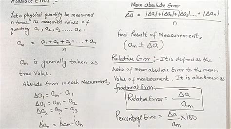 Least Count Error Absolute Error Percentage Error Class 11