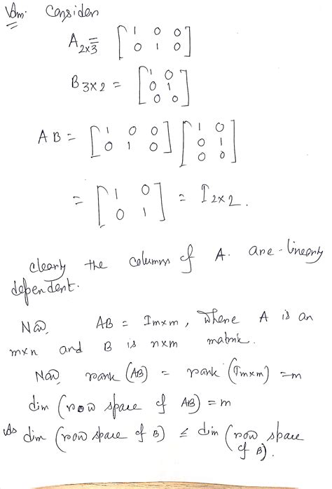 Solved Th Consider An M X N Matrix A And An N X M Matrix B Such That Course Hero