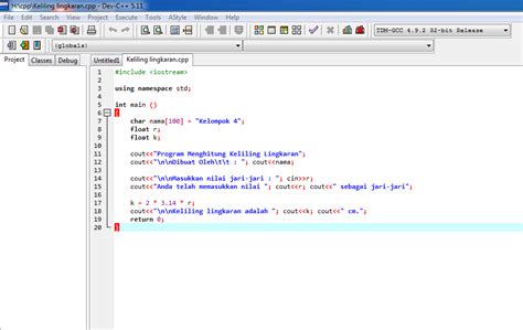Rumus Menghitung Luas Keliling Lingkaran Menggunakan Progam Dev C Blog Pribadiku