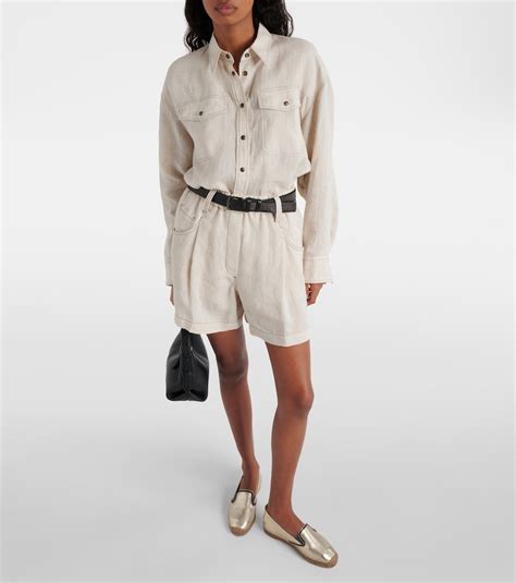 Oversized Linen Shirt In Beige Brunello Cucinelli Mytheresa