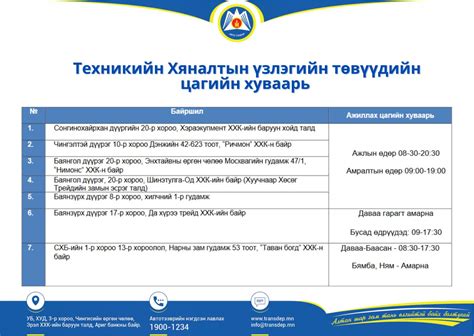 Техникийн хяналтын үзлэг явуулж буй төвийн байршил