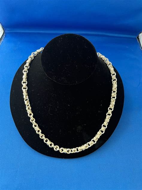 Thick Sterling Double Loop Chain Link Fashion Necklac Gem