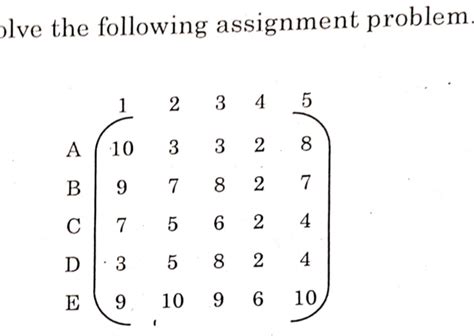 Olve The Following Assignment Problem L A B D StudyX