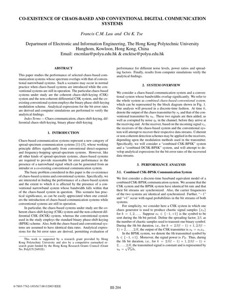 Pdf Co Existence Of Chaos Based And Conventional Digital Communication Systems