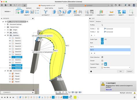Loft Rails Cannot Be Tangent To Profiles Autodesk Community