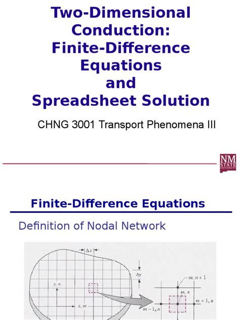 2 d conduction finite difference method lecture pdf spreadsheet