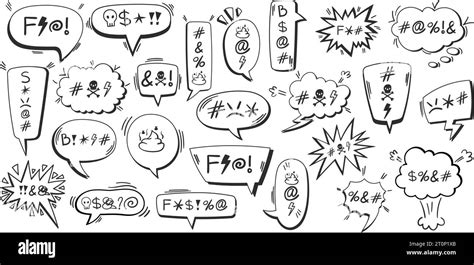 Swear Speech Bubble Censored Text In Dialogue Chat Box Comics Style Vector Illustration Stock