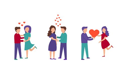 로맨스와 세인트 발렌타인의 날 개념입니다 평면 디자인입니다 해피 발렌타인 데이 하루 세인트 발렌타인의 축제에 대 한 문자입니다 벡터 일러스트입니다 2명에 대한 스톡 벡터