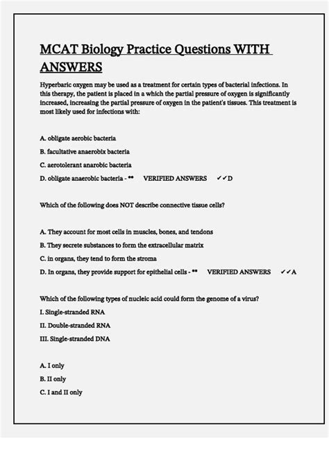 Mcat Biology Practice Questions With Answers Mcat Biology Stuvia Us