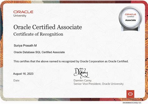 Oracle Oraclecertified Oraclecertification Sqldatabase Certificate