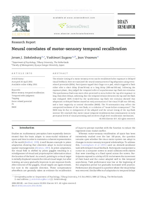Pdf Neural Correlates Of Motorsensory Temporal Recalibration