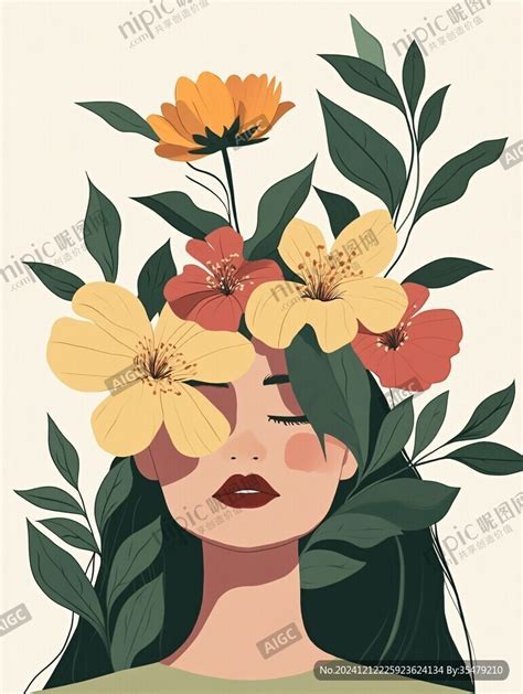 Ai创作图花卉女孩头像 鲜花女孩插画 花季少女插画 花丛女孩插画 少女与花插画 雏菊少女插画 女孩捧花微笑插画 植物人物插画 整容整形花季少女插画 卡通鲜花美女 手绘鲜花美女 简约插画女性化