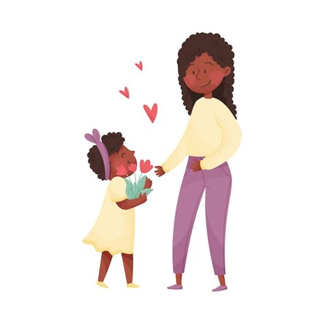 Mãe E Seu Filho Passando Tempo Juntos Ilustração Vetorial Jovem Mãe E