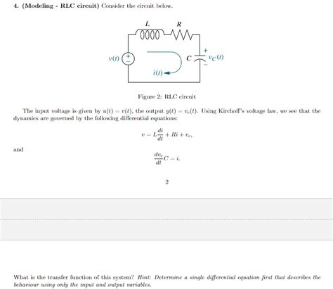 Solved Modeling RLC Circuit Consider The Circuit Chegg Com