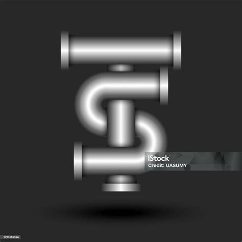 굵은 글씨 Ts 또는 St 이니셜 모노그램 3d 로고 고급 실버 파이프 모양 두 개의 교차 문자 T 및 S 메탈릭 색상의 창의적인 마크가 조합됩니다 0명에 대한 스톡 벡터