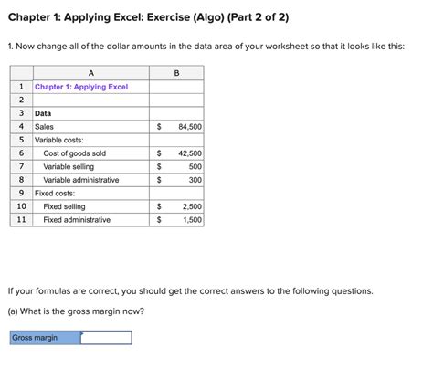 Solved Chapter 1 Applying Excel Excel Worksheet Algo Chegg Com