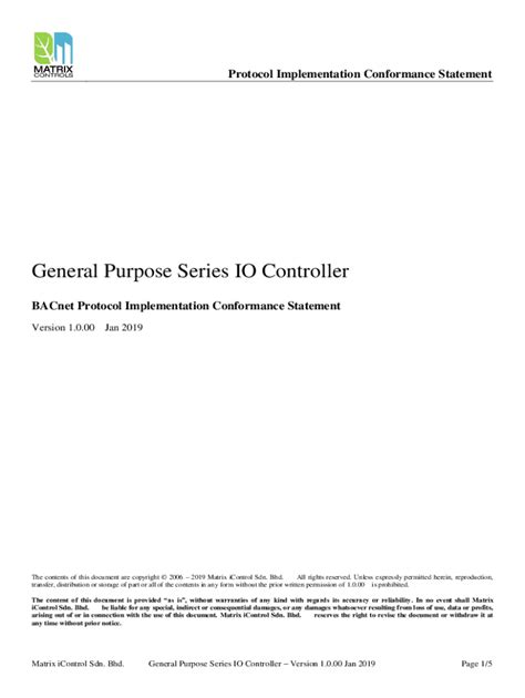 Fillable Online Bacnet Protocol Implementation Conformance Euroicc Fax Email Print Pdffiller