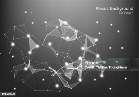추상 인터넷 연결 및 기술 그래픽 디자인 컴퓨터 기하학적 디지털 연결 구조 미래 지향적 인 검은 색 추상 그리드 입자와 신경총 0명에 대한 스톡 벡터 아트 및 기타 이미지