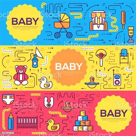 모유 수 유 주 벡터 브로셔 카드 얇은 라인 세트 Flyear 잡지 포스터 책 표지 배너의 아이 템플릿 레이아웃 요소 개요 삽화