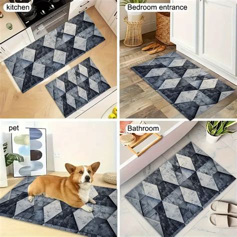 실리콘 점식 바닥면이 있는 모던 기하학적 패턴 방지 바닥 매트 폴리에스테르 소재의 거실 현관 침실 주방용 홈 Temu Republic Of Korea