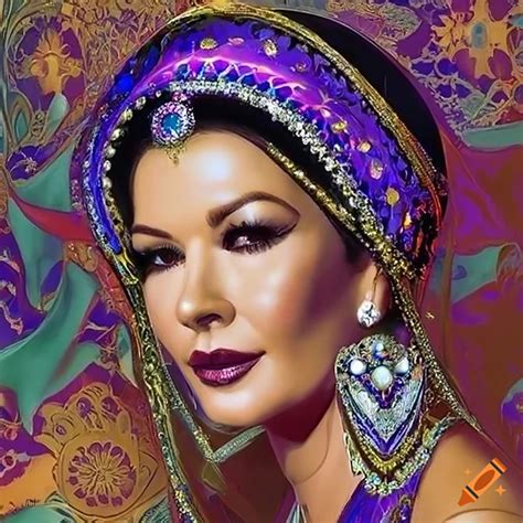 Portrait Of Catherine Zeta Jones As Scheherazade In Moorish Attire In