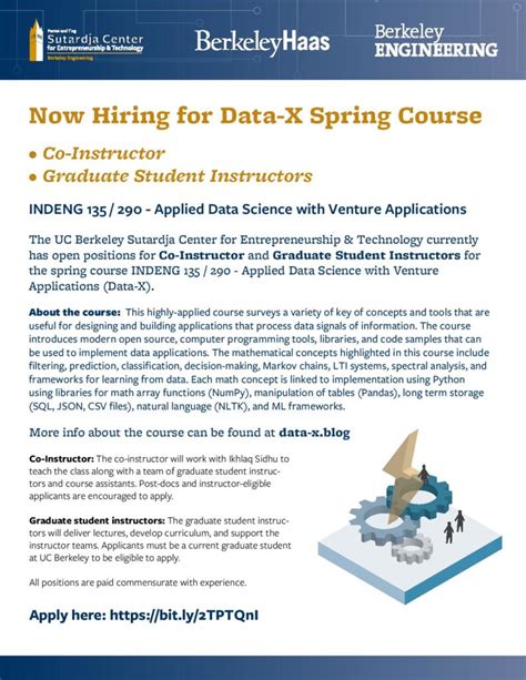 Now Hiring For Data X Spring Course Uc Berkeley Sutardja Center