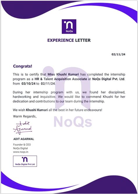 Khushi Kumari On Linkedin Gratitude Internshipjourney Noqsdigital