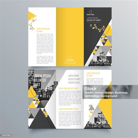 Desain Brosur Templat Brosur Lipatan Tiga Kreatif Brosur Tren Ilustrasi