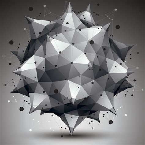 Premium Vector Spatial Vector Monochrome Digital Object 3d Technology Figure With Geometric