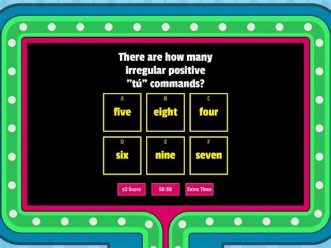 Informal Commands Gameshow Quiz