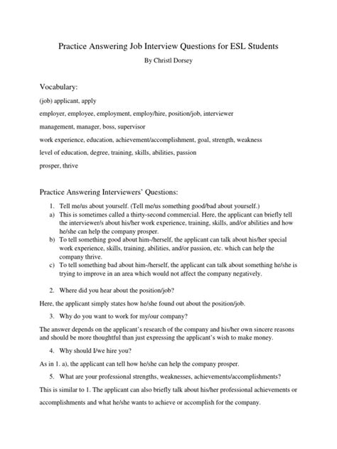 Job Interview Questions Download Free Pdf Job Interview Behavior Modification