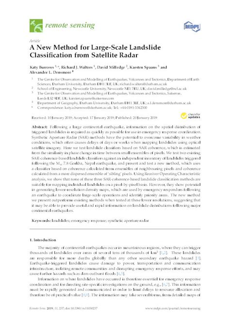 A New Method For Large Scale Landslide Classification From Satellite Radar