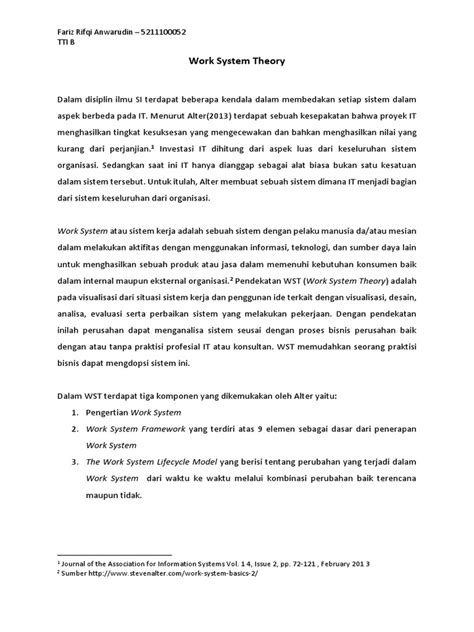 Work System Theory Pdf