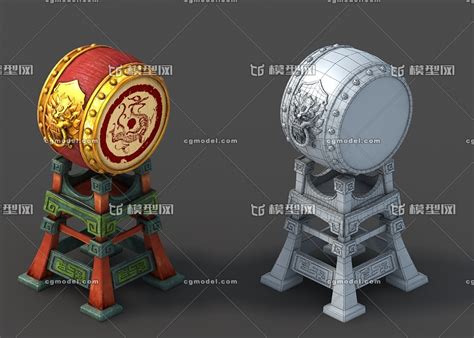 战鼓古代皮鼓牛皮鼓写实升堂鼓乐器鼓车士气 六神通作品 场景场景部件 Cg模型网