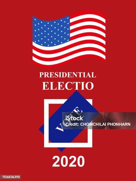 미국 대통령 선거 2020 벡터 배너 템플릿입니다 빨간색 배경에 미국 플래그 투표 0명에 대한 스톡 벡터 아트 및 기타 이미지 0명 2020년 기 Istock