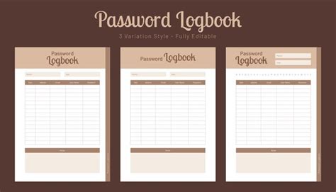 Premium Vector Password Log Book And Password Planner Design Template