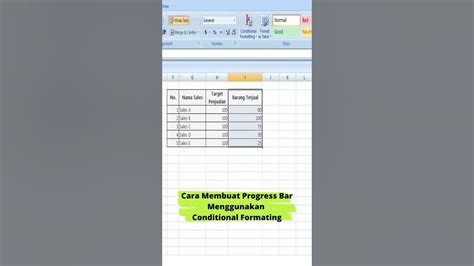 Cara Membuat Progress Bar Menggunakan Conditional Formatingexcel Shorts Youtube