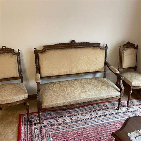 Мякий комплект диван 2 крісла та 4 стільця В стилі ампір Антикварний початок ХХ ст