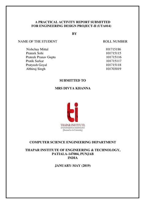 Csed Csed Practical A Practical Activity Report Submitted For