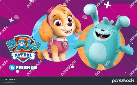 عکس اسکای و خرگوش آبی در پس زمینه بنفش و لوگوی سگهای نگهبان 1664434