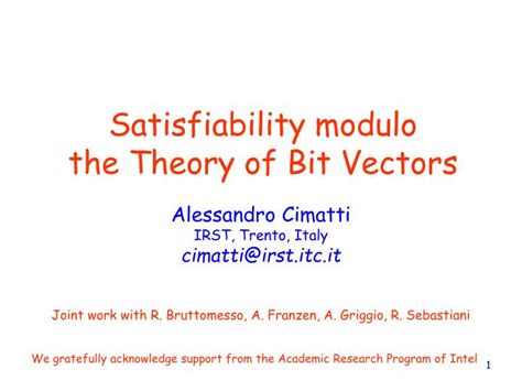 Ppt Satisfiability Modulo The Theory Of Bit Vectors Powerpoint