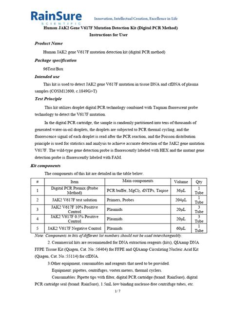 Ifu Human Jak2 V617f Mutation Detection Kit Digital Pcr A1 0 En Us