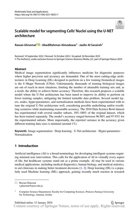 Scalable Model For Segmenting Cells Nuclei Using The U Net Architecture